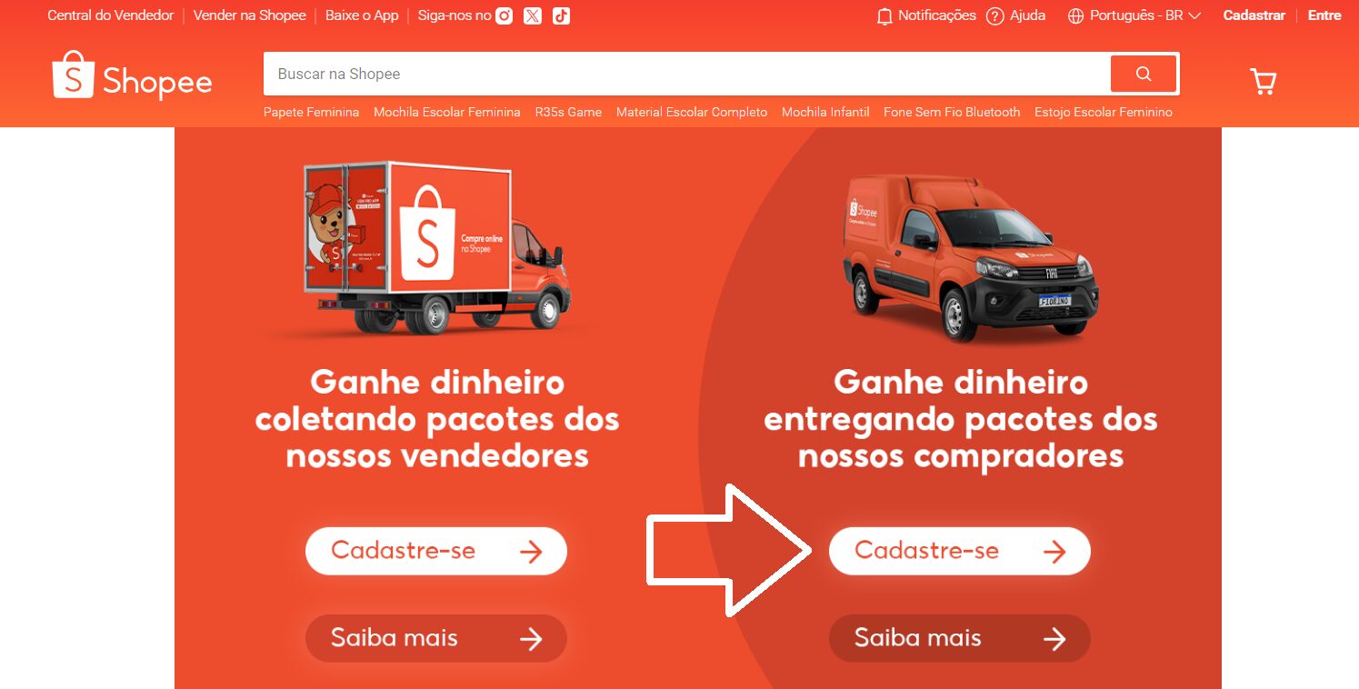 Entregador da Shopee - Como fazer Cadastro e Quanto ganha - Notícias na Hora